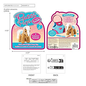 Pucci Pups – Beige Horse with Blue Stripes and Pink Pony Bag (ST8274Z) 10 inches