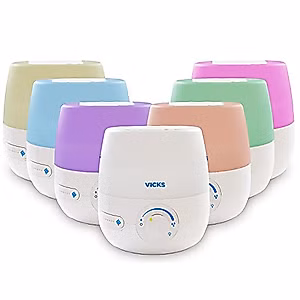 Vicks NaturalCare Cool Mist Ultrasonic Humidifier (VUL530), White, Small Room – Humidifier and Diffuser with Nighttime Light, Works with Vicks VapoPads