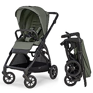 Inglesina Electa Full Size Standard Baby Stroller - Weighs only 19 lbs, Reversible Seat, Compact Fold, One-Handed Open & Close, Adjustable Handle, Large Basket & All-Wheel Suspensions - Tribeca Green
