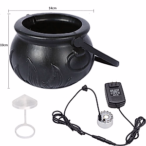 TASHELLS Ultrasonic Mist Maker, Halloween Witch Light, Black Witches Cauldron, Indoor Decoration Mini Ultrasonic Fogger,Mist Fountain for Pond
