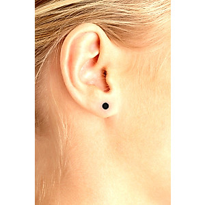 ALEVIRA Black Cubic Zirconia Stud Earrings - 1.0 TCW Round Cut Stone in 14K White Gold - Faux Black Diamond Stud CZ