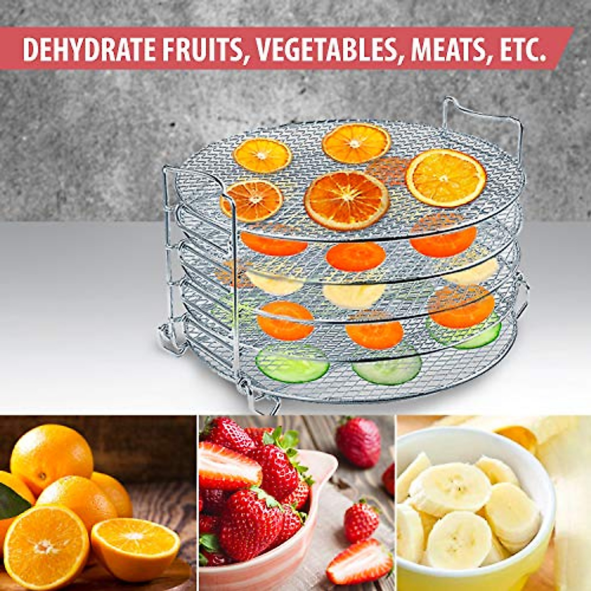 Dehydrator Rack For Ninja Foodi Accesories, Pressure Cooker and Air Fryer 6.5 Quart & 8 Quart - Stainless Steel Cooker Rack With Five Stackable Layers