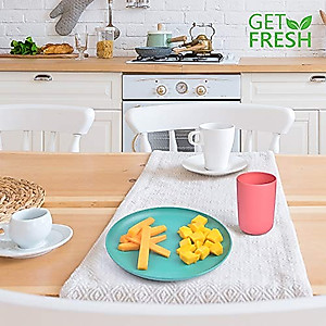 GET FRESH Bamboo Kids Plates Set – 4-pack Reusable Bamboo Dinner Plates for Kids and Toddlers – Colorful Bamboo Fiber Childrens Dinnerware Set – Kids Bamboo Tableware Plates for Everyday Use