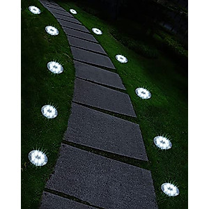 UFOND 12 Pack Solar Ground Lights，Outdoor Waterproof LED Solar Garden Lights, Disk Lights for Lawn Pathway Yard Walkway Driveway Patio Deck, Solar Lights (Cold White)