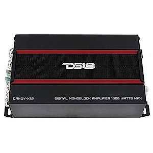 DS18 CANDY-X1B Amplifier in Black - Class D, Monoblock, 1800 Watts Max, Digital, 1/2/4 Ohm, with Remote Subwoofer Level Controller - Compact Amplifier for Speakers in Car Audio System