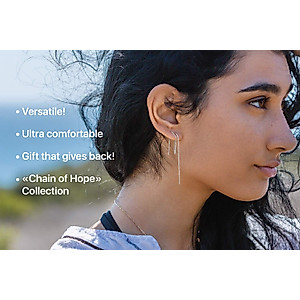 Benevolence LA Threader Earrings for Women | Gold Dangle Long Chain Threaders | Double Piercing Earrings | Pull Through Jewelry Accessories | Valentines Day Gifts Ideas for Her