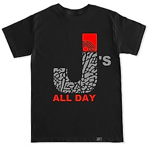 FTD Apparel Men's J's All Day Mary J Smoke Air Retro 3 T Shirt-Large Black
