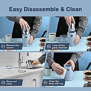 Mecity Electric Coffee Blade Grinder 6 Blades Stainless Steel Removable Bowl Fast Grinding, Coarse Fine Ground Coffee, Pepper Salt, 200W, Blue