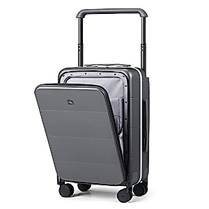 Hanke Carry On Luggage Airline Approved Hard Shell Suitcase with Spinner Wheels TSA Luggage Travel Suitcases Wide Handle for Men Women(Graphite Grey)