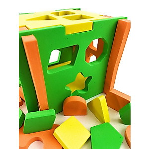 Matty's Toy Stop EVA Foam Soft Shape Sorter 5.5" Cube for Toddlers (Bright Colors)
