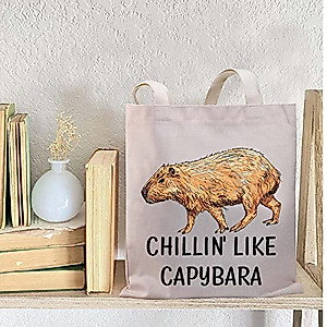 BDPWSS Capybara Tote Bag Capybara Lover Gift Chillin’ Like Capybara Wildlife Animal Lover Shoulder Bag (Chilling capybara TG)