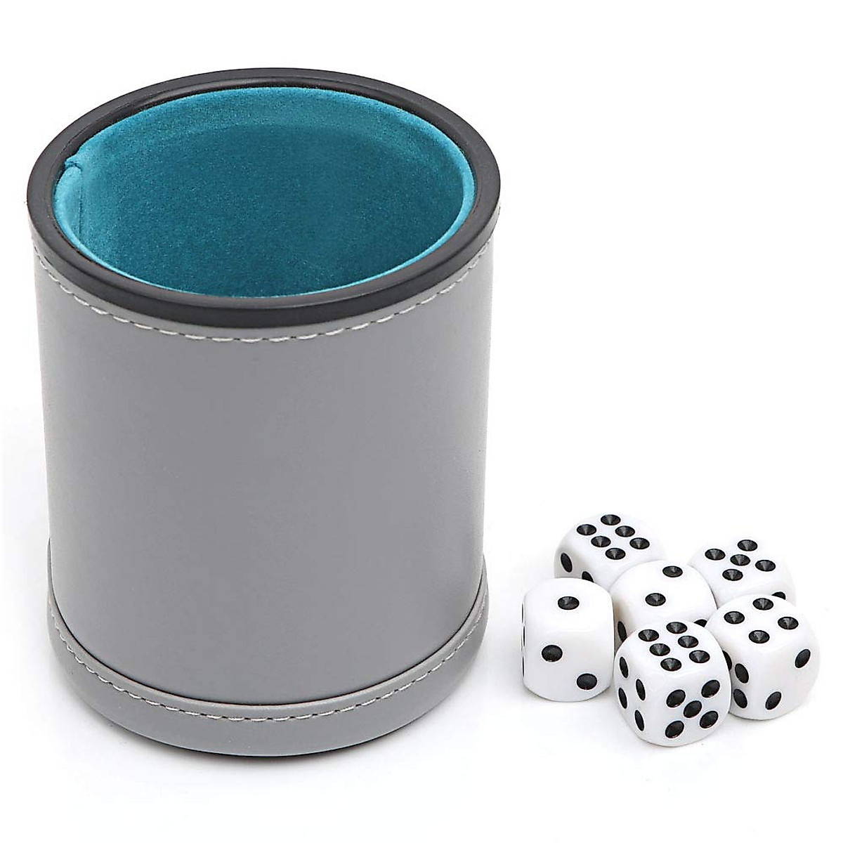 Vuwuma Felt Lined Professional Dice Cup - with 6 Dice Quiet for Yahtzee Game1