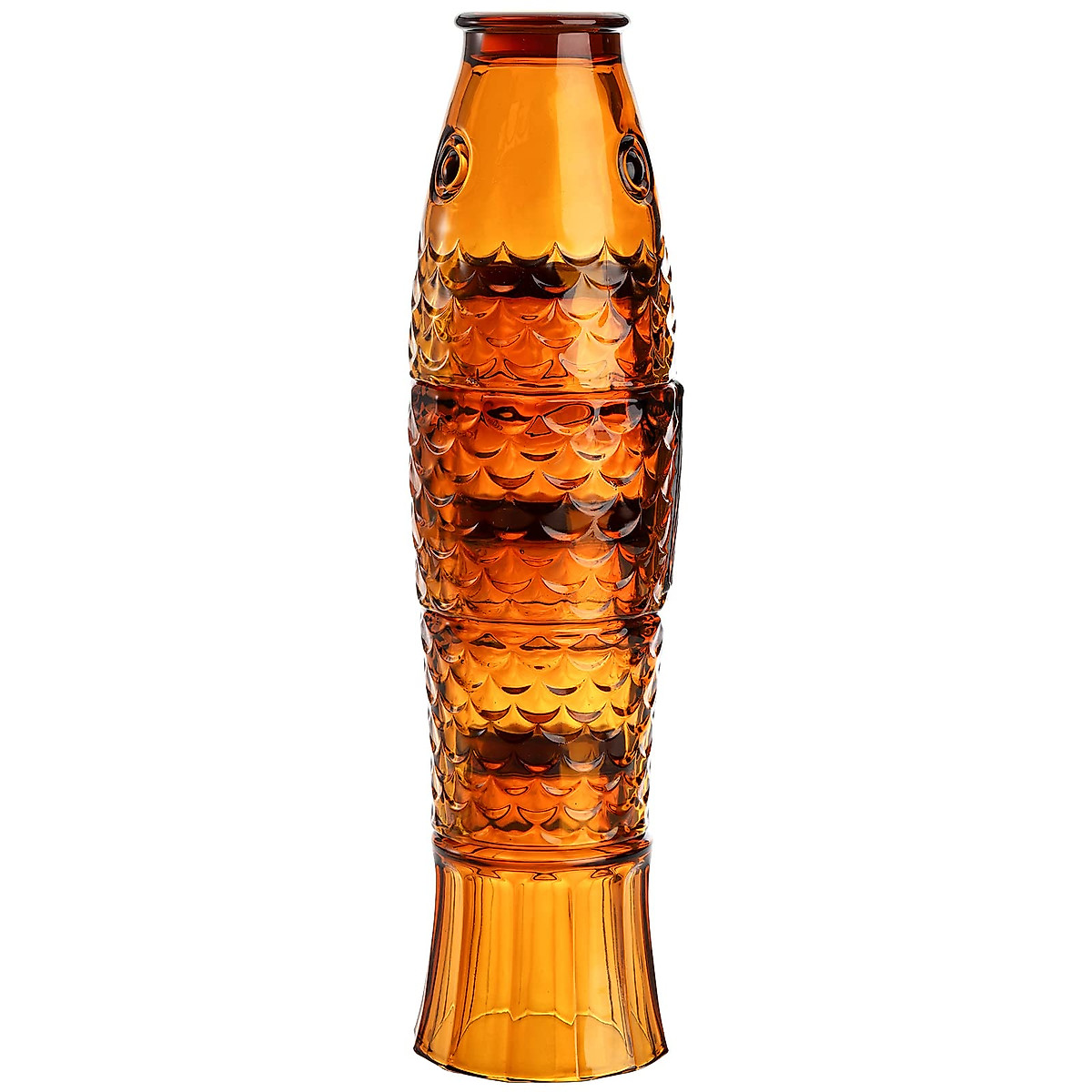 Frcctre Set of 4 Koi Fish Design Drinking Glasses, Stackable Amber Tumbler Glasses Beverage Cups Juice Tumblers Drinking Water Cups Nautical Glassware for Home, Party, Bar