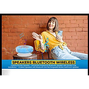 Speakers Bluetooth Wireless – Colorful Shower Speaker – Advanced Waterproof Bluetooth Speaker with Suction Cup Installation - Wireless Speakers with Bluetooth and Rechargeable Battery bathroom speaker