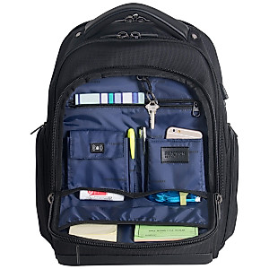 Kenneth Cole REACTION ProTec Travel Laptop 17" Computer Bag for Men & Women Casual Work/School/College Bookbag Day Pack, Black Business Backpack