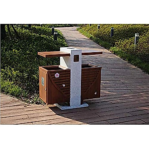 Trash can Metal Trash Can Removable Inner Bucket Decoration Waste Bin Park Restaurant Garden Outdoor Ashtray Big Rubbish Bin Trash Bin