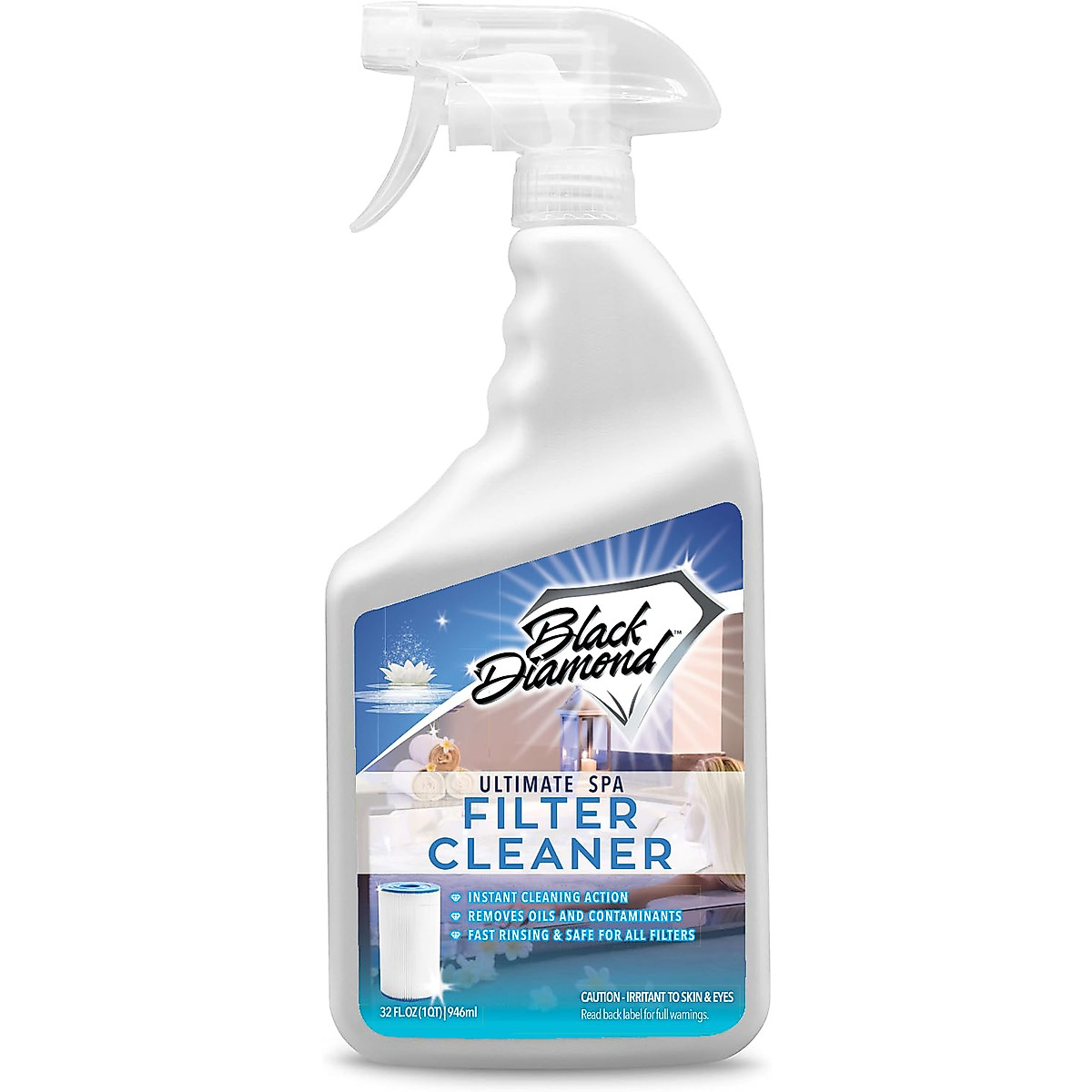 Black Diamond Stoneworks Ultimate Spa Filter Cleaner Fast-Acting Spray. Works Instantly on Hot Tub & Pool Filters Leaving Behind no Sticky Residue. Prolongs Filter Life and Pool Equipment. No Soaking