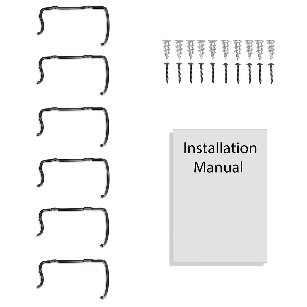 Rustic State Wall Mount Custom Hook Design Iron Wine Bottle Holder Rack Shelf Display for All Adult Beverages Liquor - Home, Kitchen, Dining Room Bar Décor - Set of 6 - Black