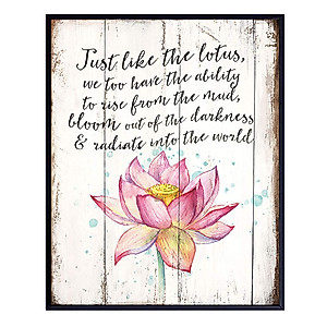 Inspirational Zen Art Print - 8x10 Motivational Lotus Wall Art Photo - Unique Spiritual Home Decor for Yoga Studio, Bathroom, Bedroom - Gift for Women, Meditation Buddha Fans - Unframed Poster