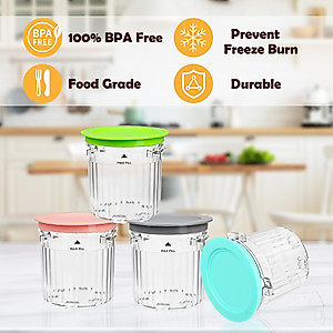 YQL Creami Pints and Lids - 4 Pack,Creami Pint Containers Ice Cream Containers 16oz Compatible with Ninja NC201 NC200 Series Ice Cream Maker Dishwasher Safe