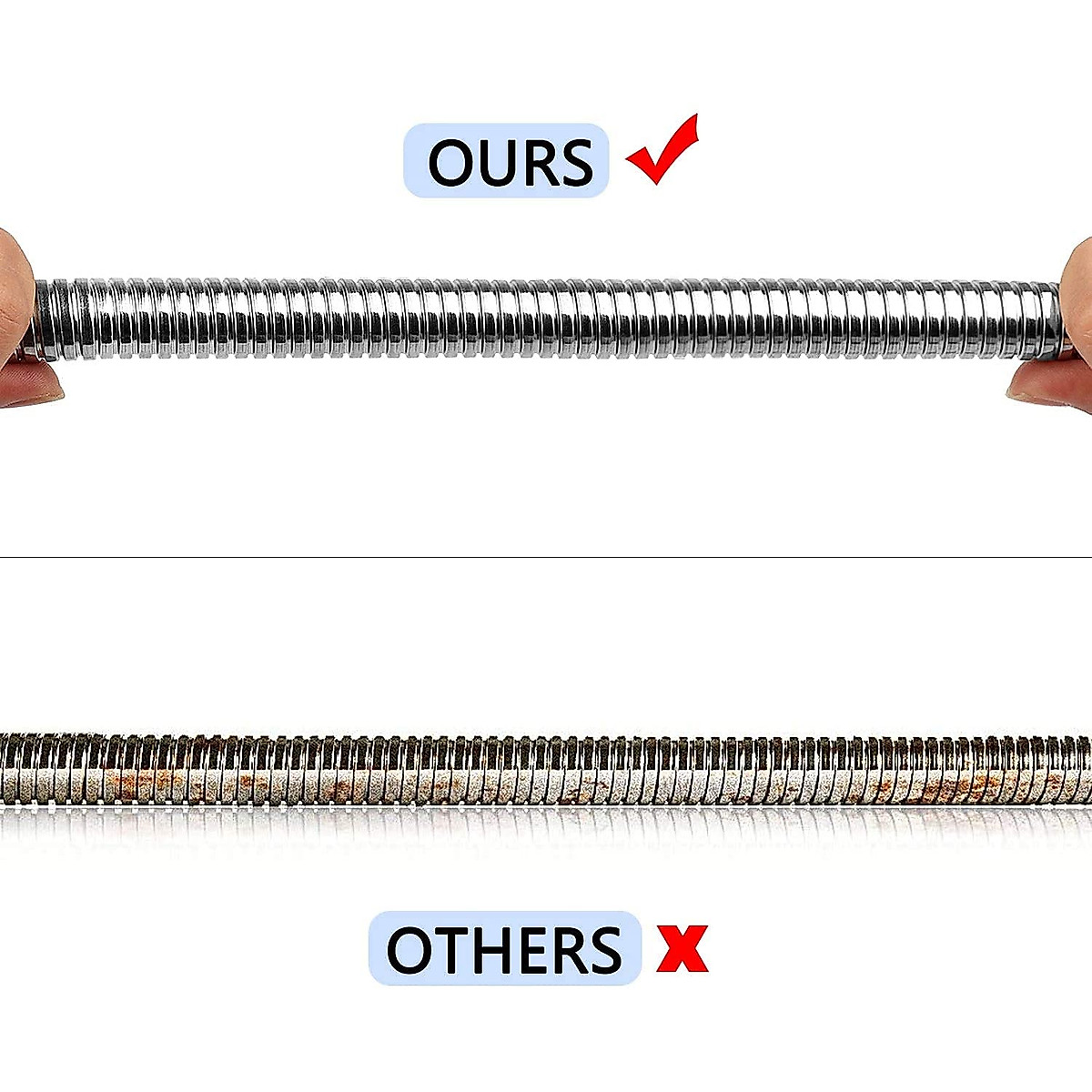 COOLWEST 44 Inch Pre-Rinse Hose Flexible Stainless Steel Hose with Heat Resistant Black Handle for Commercial Sink Faucet Dish Sprayer Hose Replacement Parts