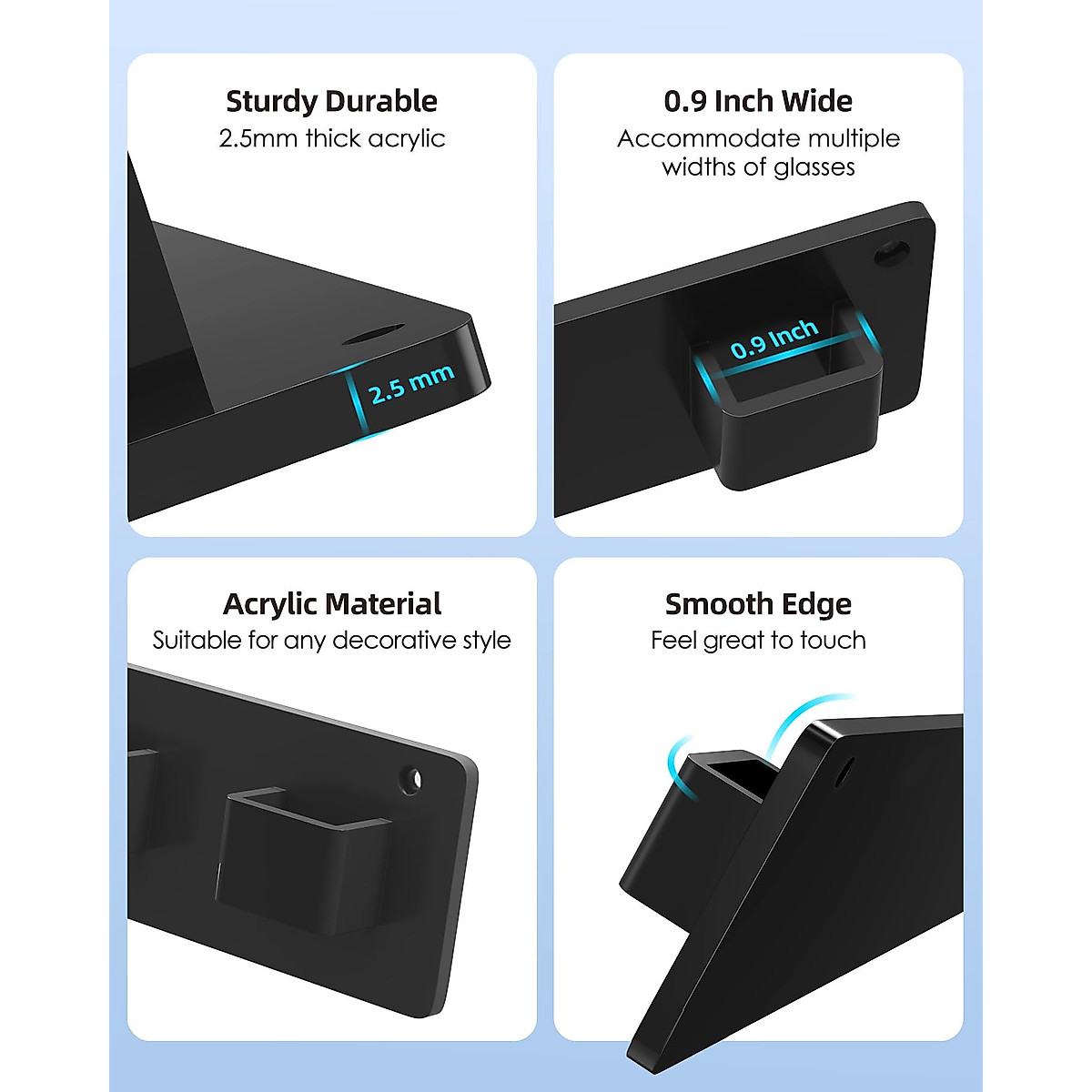 MaxGear Sunglasses Organizer 3 Pack, Wall Glasses Holder, Acrylic Sunglasses Display, Eyeglass Organizer for Multiple Glasses for Office & Home Decor, Unique Gifts for Husband, Women & Girls, Black