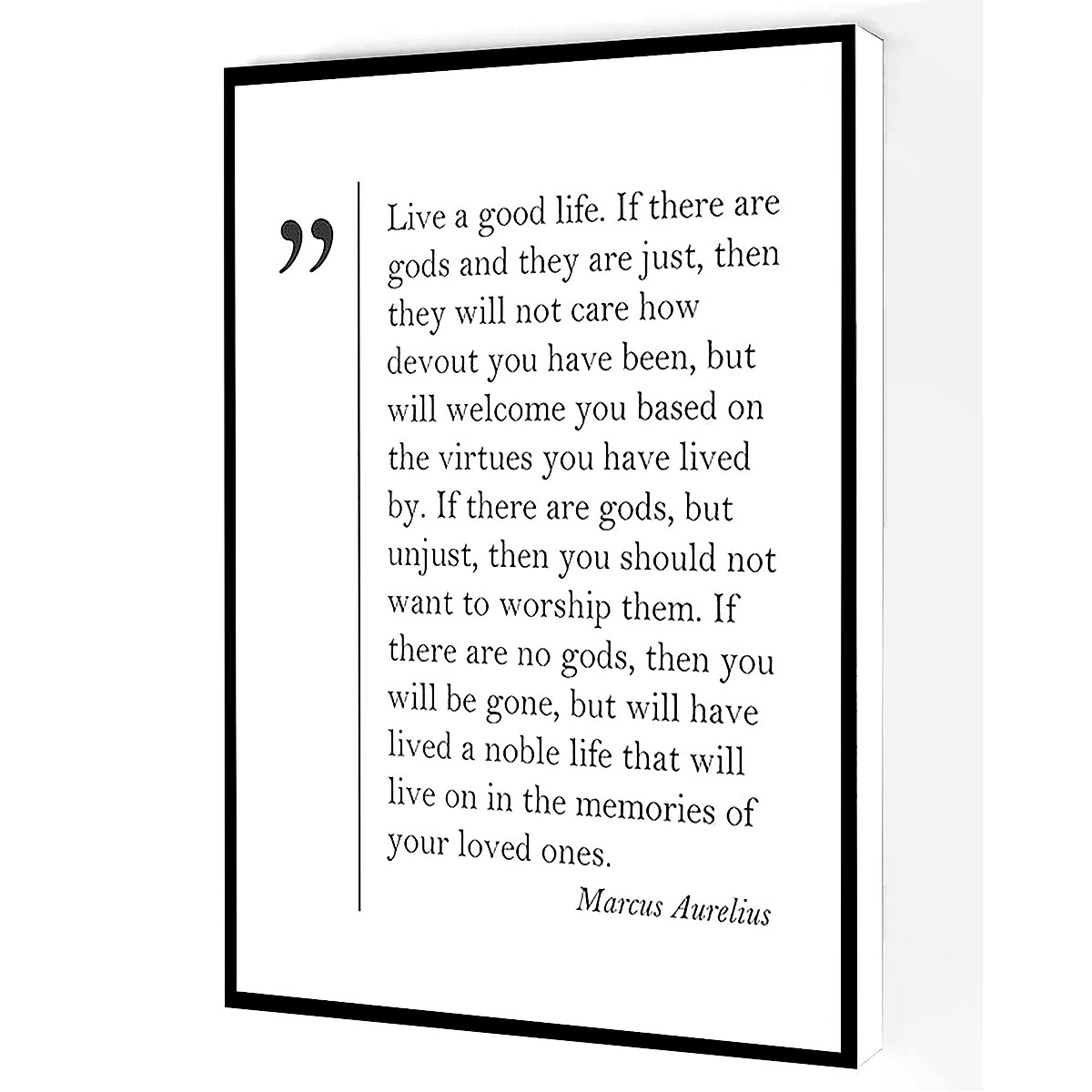 Live A Good Ilfe Canvas Wall Art,Marcus Aurelius Quote Poster,Philosophy Quotes Prints Modern Artwork Painting For Living Room Office Home Decoration 12''x16'' Framed