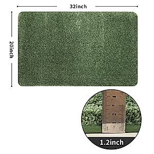 COSY HOMEER Bath Rugs for Bathroom Extra Thick- Anti-Slip Bath Mats Soft Plush Yarn Shaggy 100% Strong Mirco Polyeste Mat Living Room Bedroom Mat Floor Water Absorbent(Green,20x32 - Inches)