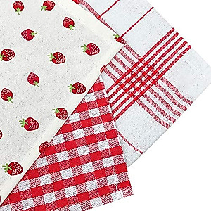 Wrapables® 100% Cotton Kitchen Dish Towels (Set of 3), Red Strawberries