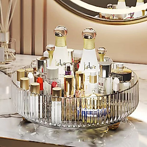 Lazy Susan Organizer with Gold Non-Slip Base,11Inch Makeup Perfume Organizer, Turntable Organizer for Cabinet, Round Spinning Organization for Pantry, Fridge, Countertop, Condiments