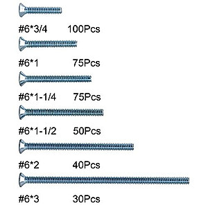 T.K.Excellent Flat Head Phillips #6-32 Electrician's Machine Screw Kit,370 Pcs Assorted Screws, Wall Plate Screws, Outlet Screws