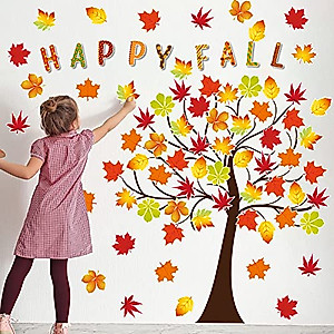 45 Pcs Happy Fall Autumn Leaves Cut Outs for Fall Thanksgiving Classroom Bulletin Board Decoration