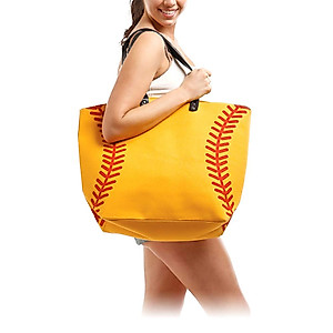 Birsppy Me Plus Sports Baseball-Softball Design Tote Hand Bags/Fashion Shoulder Bags/X-Large 21 IN. (Softball)