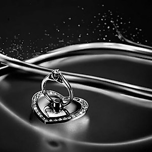 Cell Phone Ring Holder Grip Turns 360° Degrees & 180° Degrees Adjustable to Fit Your Needs Helps Stabilize Phone for Selfies and Wall Hook 4 Colors Available Heart Design 62902 (C - Black)