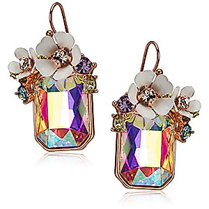 Betsey Johnson Flower Cluster Stone Drop Earrings