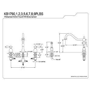 Kingston Brass KB1793PLBS Widespread Kitchen Faucet, Antique Brass
