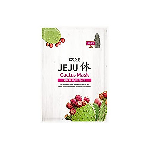 SNP - Jeju Rest Cactus Korean Face Sheet Mask - Nourishing & Moisturizing Effects for All Sensitive Skin Types - 10 Sheets Beauty Facial Masks Skincare for Women and Men