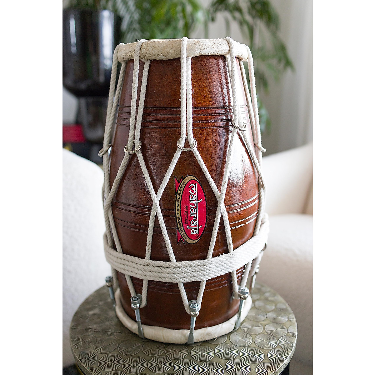 Special Dholak Drum by Maharaja Musicals, Professional Quality, Sheesham Wood, Padded Bag, Spanner, Dholki Musicals Instrument (PDI-BBC)
