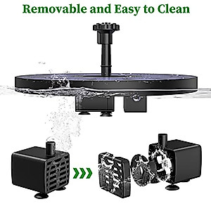 AMZtime 2.5W Solar Bird Bath Fountain Pump, Solar Water Fountain Pump for Bird Bath with 6 Nozzles, Solar Powered Water Fountain Pump for Bird Bath,Garden, Ponds, Pool, Fish Tank, Outdoor.