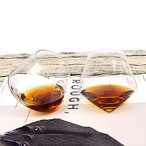 URMAGIC Rolling Whiskey Glasses, Hand-Blown Stemless Whiskey Glasses with Semi-spherical Base,8.5Oz Clear Cocktail Glasses,Whiskey Tumblers,Tumbler Down Bar Glasses,Gifts for Men