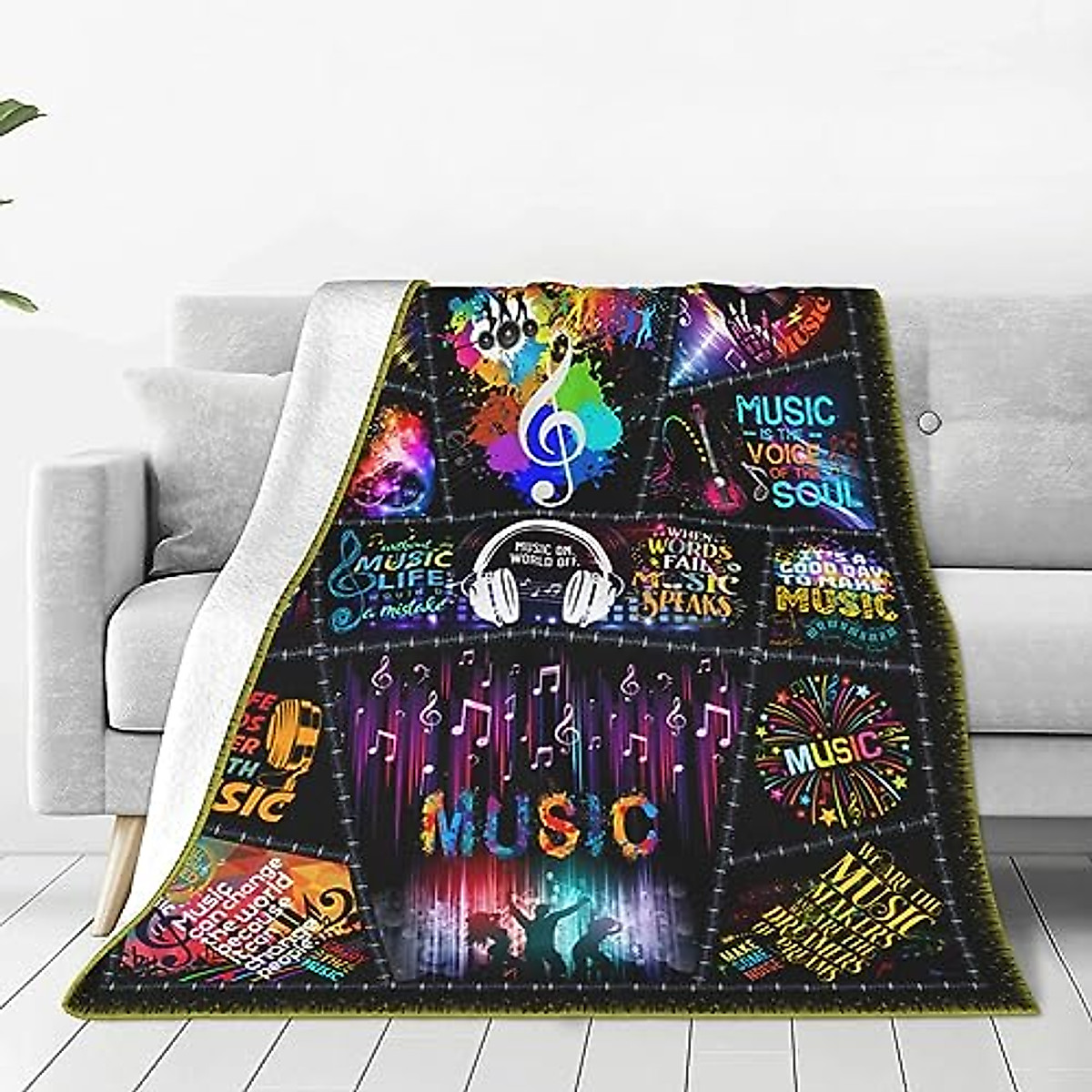 Music Gifts Blanket, Music Note Blanket, Gifts for Music Lover Music Decor Blankets, Soft Flannel Music Blanket for Couch Bed, Music Gifts for Men Women 60"X 50"