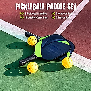 Pickleball Paddles GRM by Gonex , Pickleball Set of 2, USAPA Graphite Pickleball Racket, Lightweight Pickle Balls Equipment with 4 Balls and Portable Carry Bag