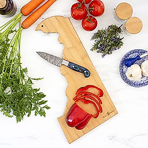 Totally Bamboo Destination Delaware State Shaped Serving and Cutting Board, Includes Hang Tie for Wall Display