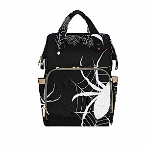 InterestPrint Lightweight Diaper Bag Backpack Convenient for Travel Spi-der Webs Black White
