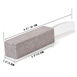 2 Pack Pumice Stone Toilet Bowl Clean Brush with Handle, Remove Toilet Bowl Hard Water Rings, Calcium Buildup and Rust Suitable for Cleaning Toilet, Bathroom, Kitchen Sink, Grill（Gray