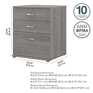 Bush Business Furniture Universal Laundry Room Storage Cabinet with Drawers, Platinum Gray