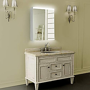 ExBrite 24''x 30''LED Lighted Bathroom Medicine Cabinet with Mirror,Surface Lighted Medicine Cabinet,Dimmable,Adjustable Shelves,Intelligent Switch Medicine Cabinet, Aluminum Frame,Hinge On Left Side