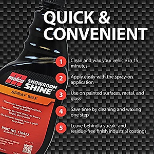 Malco Showroom Shine Spray Car Wax – Best Car Wax Spray for Professional Finish/Easy to Use Instant Detailer Spray/Cleans and Waxes Painted Surfaces, Metal and Glass / 22oz. (110422)