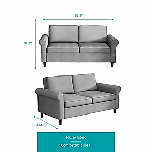 BALUS Upholstered Loveseat Couch for Living Room, Modern Love seat Sofa Furniture with 5.9“ Upholstered Cushion for Apartment/Living Room/Bedroom/Office(Light Grey)