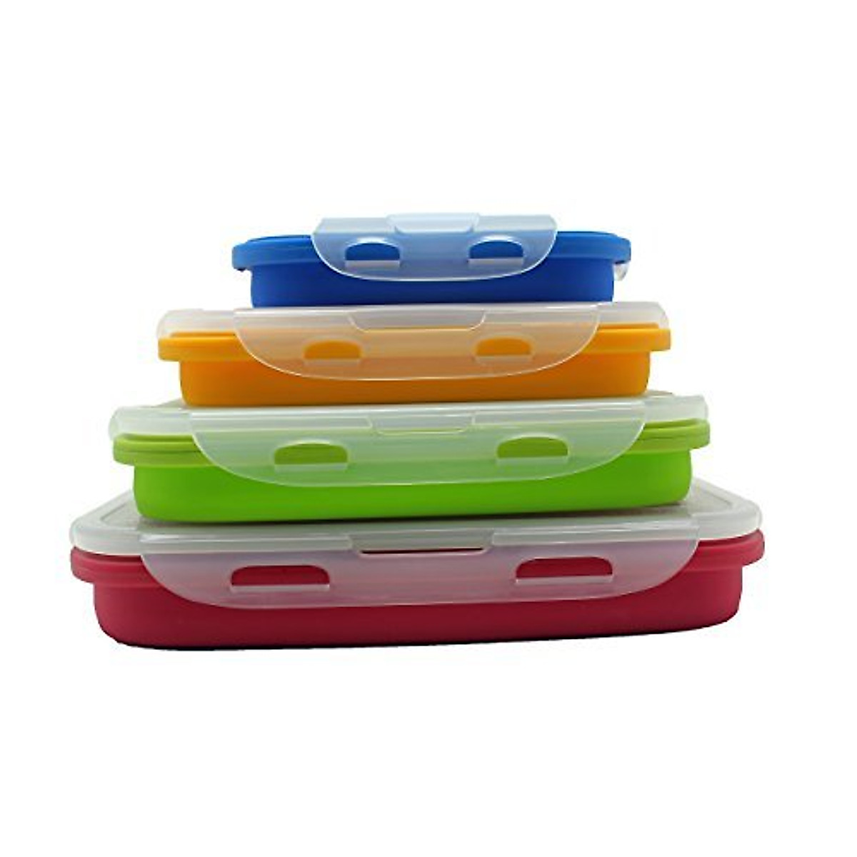 Sailing Elegant Collapsible Silicone Lunch Box/Container, Super Convenient Stackable Food Storage Containers, Material Safe (Set of 4, Multi)